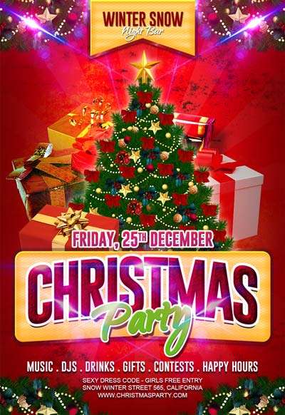 Free Christmas Party Flyer Template Download For Photoshop