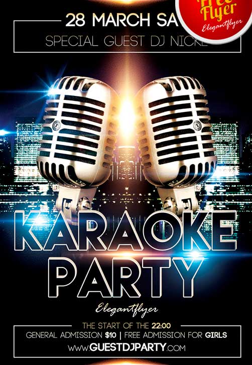 Karaoke Party Free PSD Flyer Template Facebook Cover For Photoshop