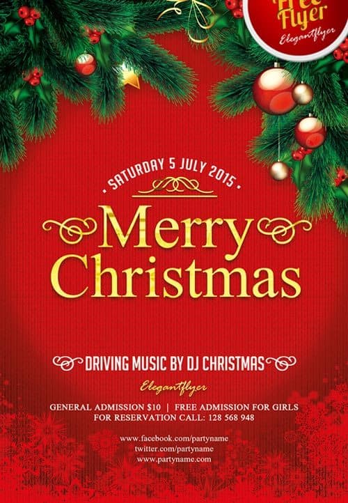 Merry Christmas Free PSD Flyer Template Download For Photoshop
