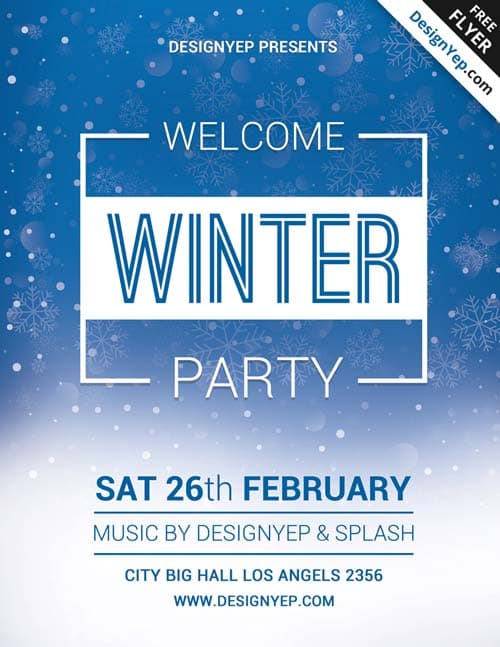 Download Winter Welcome Party Free PSD Flyer Template