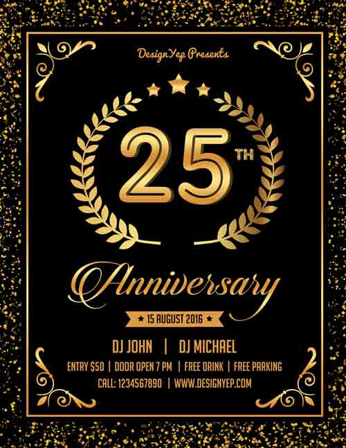 Free Anniversary Party Flyer PSD Template Download For Photoshop