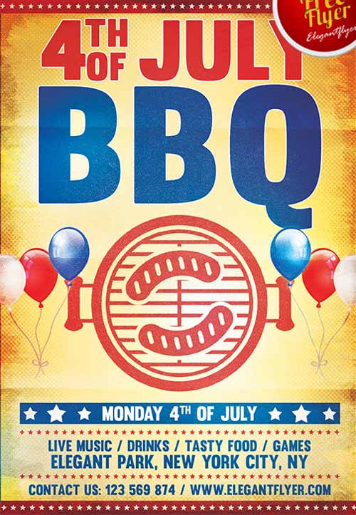 4Th Of July Bbq Flyer Template Free