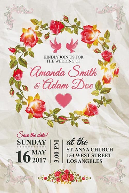 Download The Wedding Invitation Free Poster Template For Photoshop