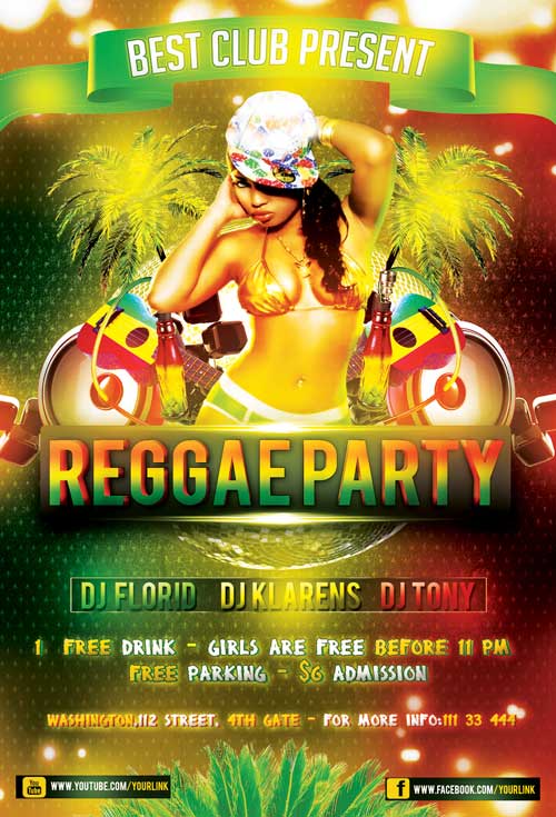 Free Reggae Party Flyer PSD Template Free Download FreePSDFlyer
