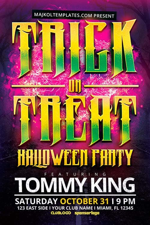 The Free Trick Or Treat Halloween Flyer Template For Photoshop