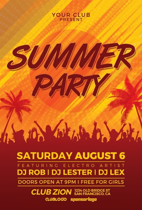 Beach Summer Party Free Flyer Template For Photoshop Download
