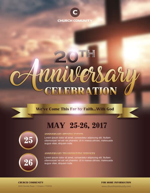Anniversary Celebration Free Church Flyer Template Download Flyers