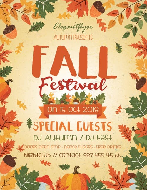 Fall Festival Free Autumn Flyer Template Download Flyer FreePSDFlyer