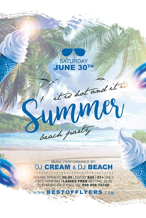 Summer Party Free Poster Template For Summer Club And Party Events 