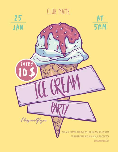 Ice Cream Party Flyer Template Creative Professional Templates