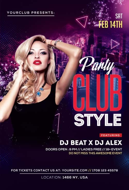 Club Style Free PSD Flyer Template Free Flyer FreePSDFlyer