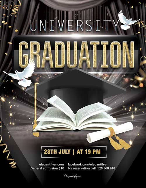 University Graduation Free Party Flyer Template FreePSDFlyer