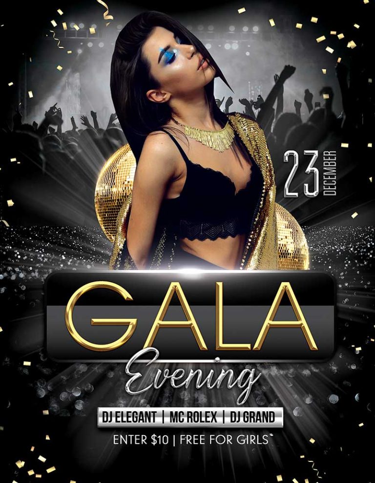Free Gala Evening Party Flyer Template Freebie Flyer FreePSDFlyer