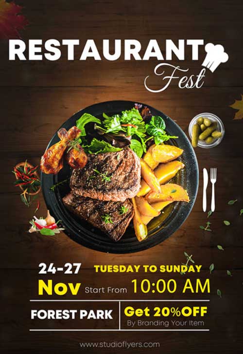 Restaurant Fest Free Flyer Template Freebie FreePSDFlyer Freebies