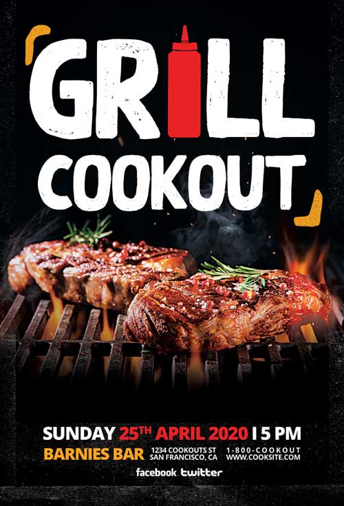 Grill Cookout Free Flyer Template Freebie PSD Flyer FreePSDFlyer