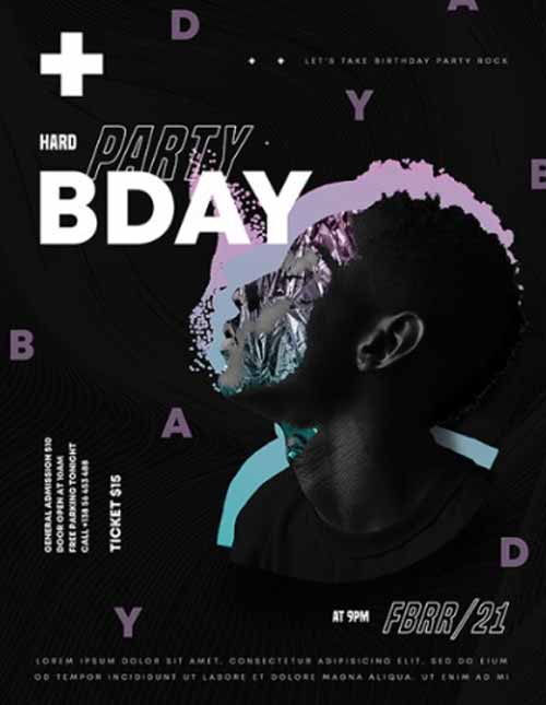 Birthday Club Party Flyer PSD Template PSD FreePSDFlyer