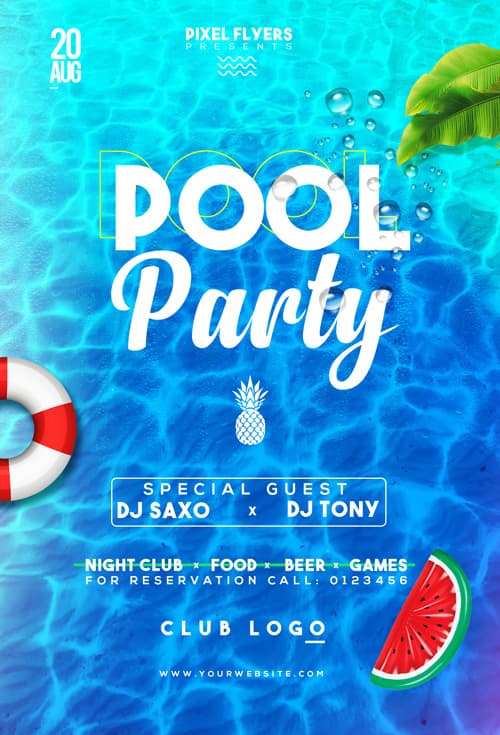 Pool Party Flyer Template Free Download