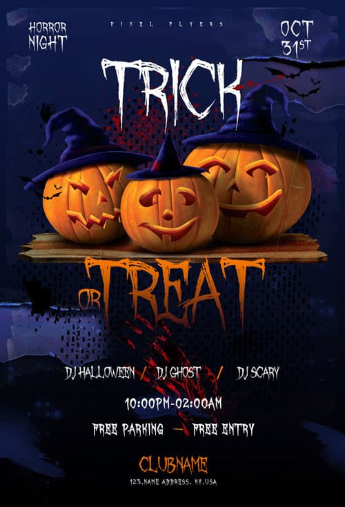 Free Trick Or Treat PSD Flyer Template PSD Freebie FreePSDFlyer