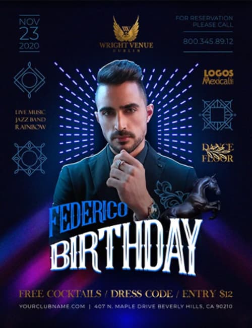  Birthday Club Flyer Template Free 
