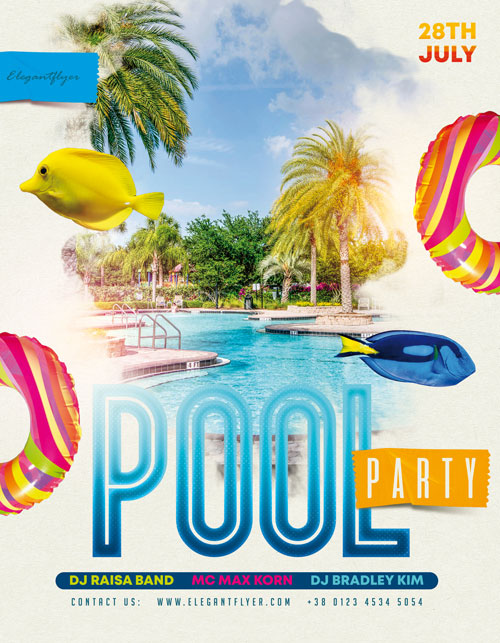 Free Summer Pool Party Flyer PSD Template Free Flyer Downloads